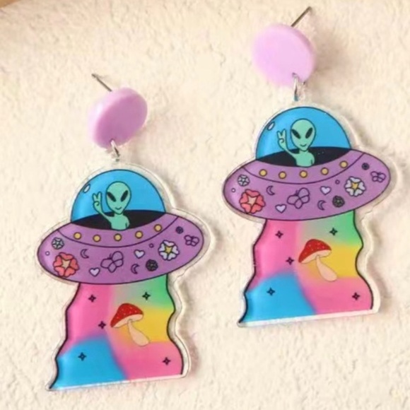 Jewelry | 42 Cute Alien Ufo Design Dangle Y2k Cartoon Style Acrylic ...